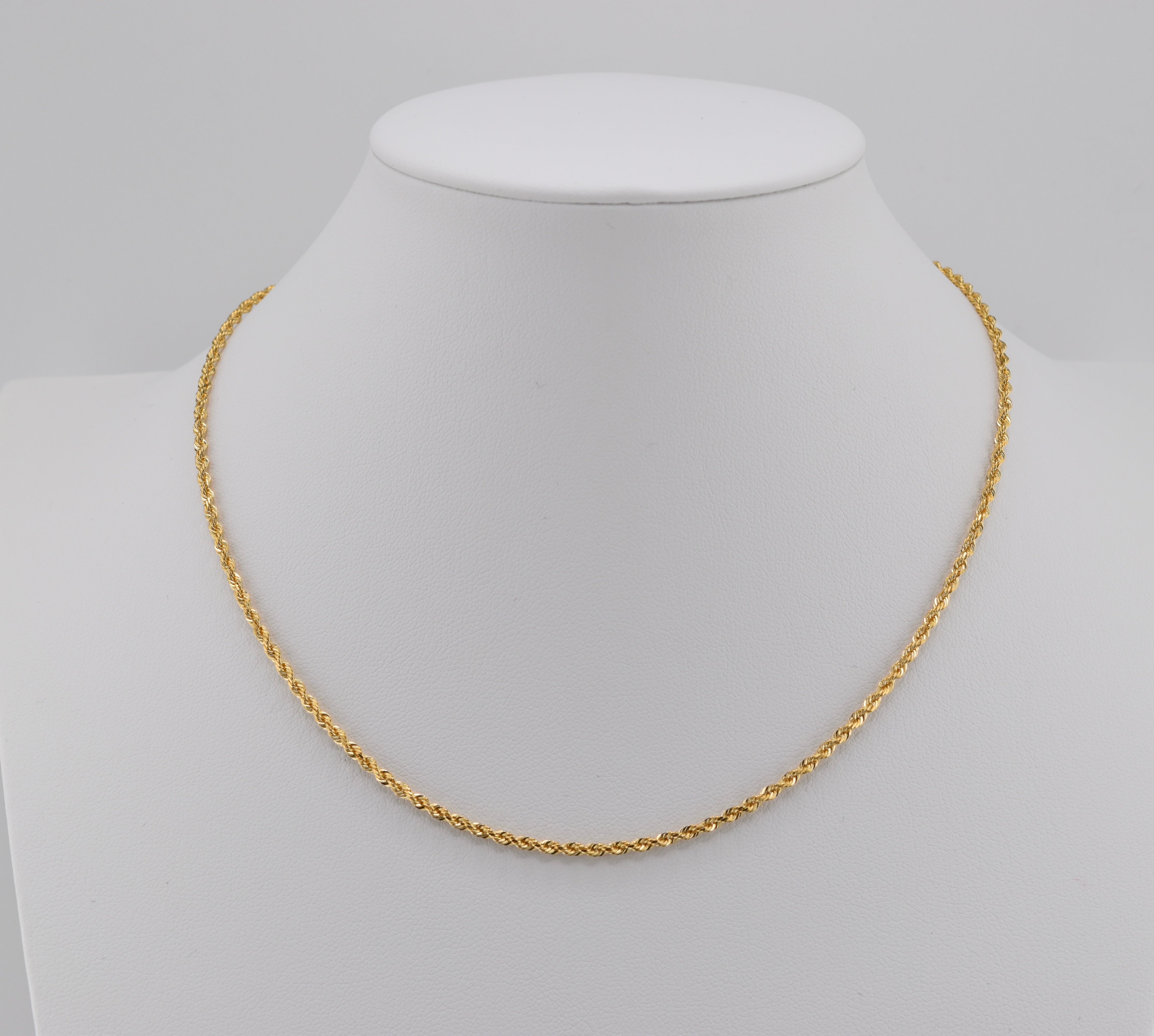 18K Yellow Gold Short DiamondCut Rope Chain Necklace Polished Choker M ...